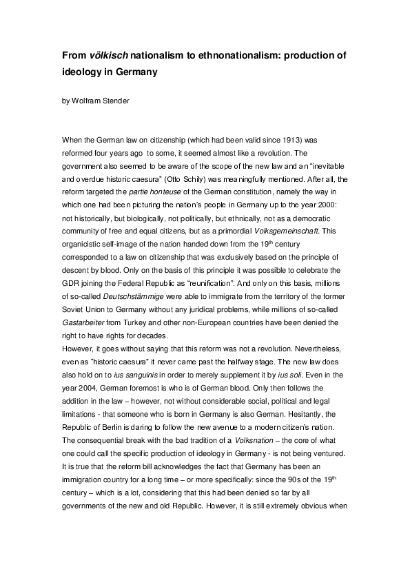 (PDF) From völkisch nationalism to ethnonationalism: production of ...