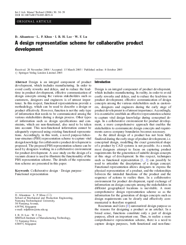 (PDF) A design representation scheme for collaborative product development