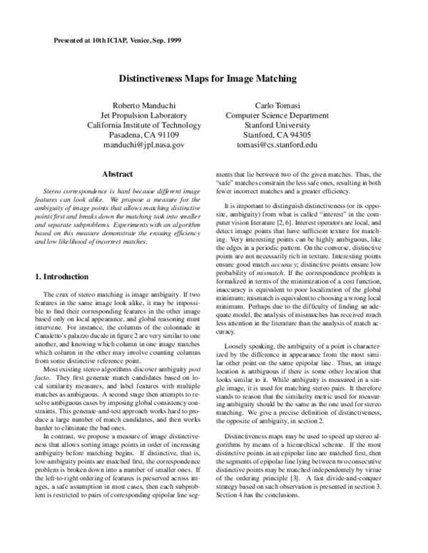 (PDF) Distinctiveness maps for image matching