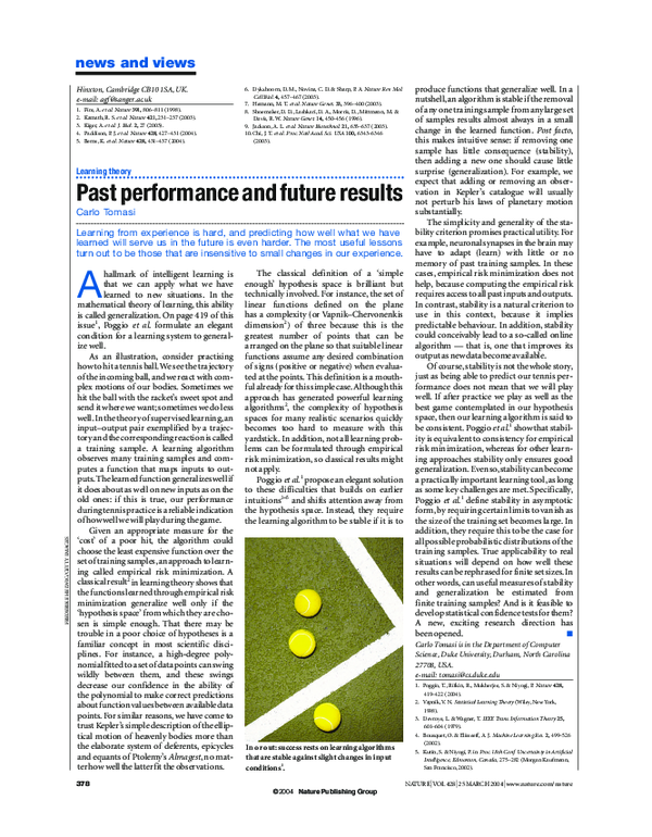 (PDF) Learning theory: Past performance and future results