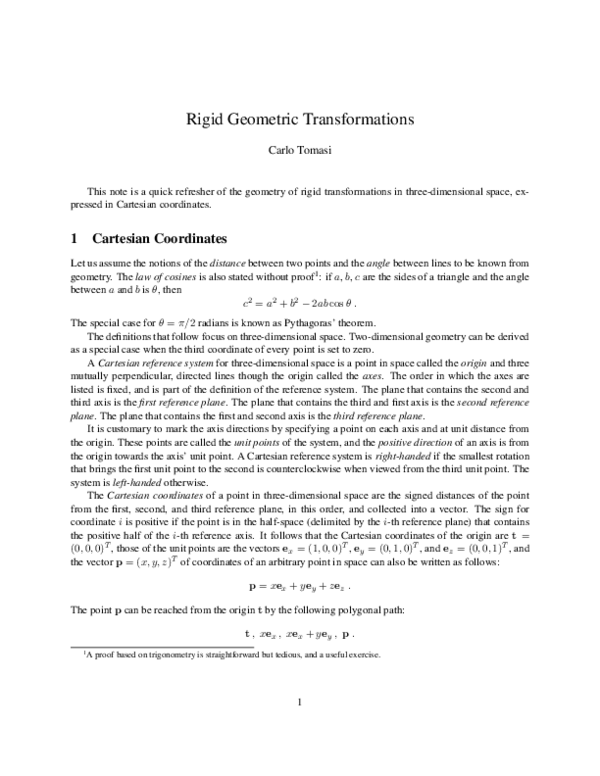 (PDF) Rigid Geometric Transformations