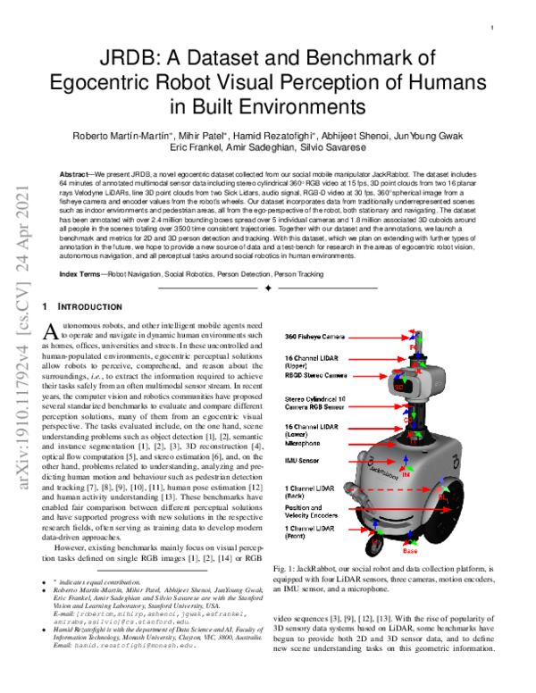 (PDF) JRDB: A Dataset and Benchmark of Egocentric Robot Visual Perception of Humans in Built ...