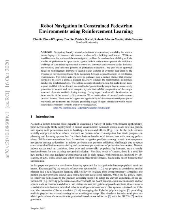 Pdf Robot Navigation In Constrained Pedestrian Environments Using