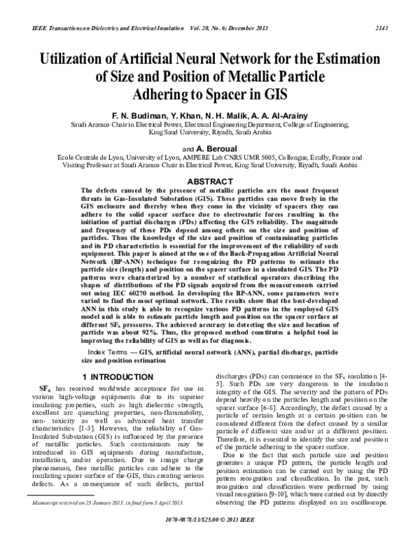 (PDF) Utilization of artificial neural network for the estimation of size and position of ...