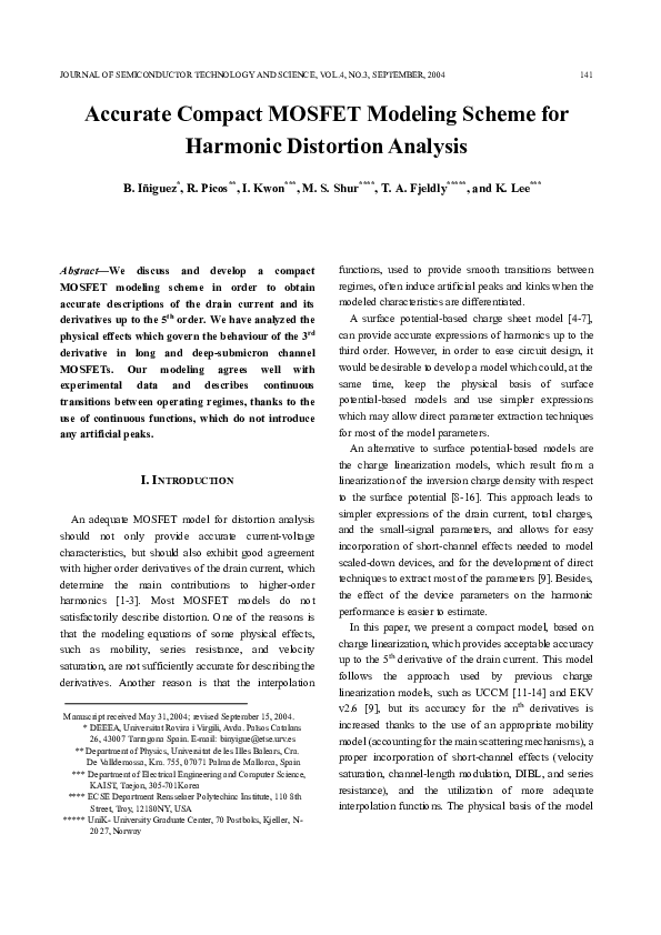 (PDF) Compact MOSFET modeling for harmonic distortion analysis