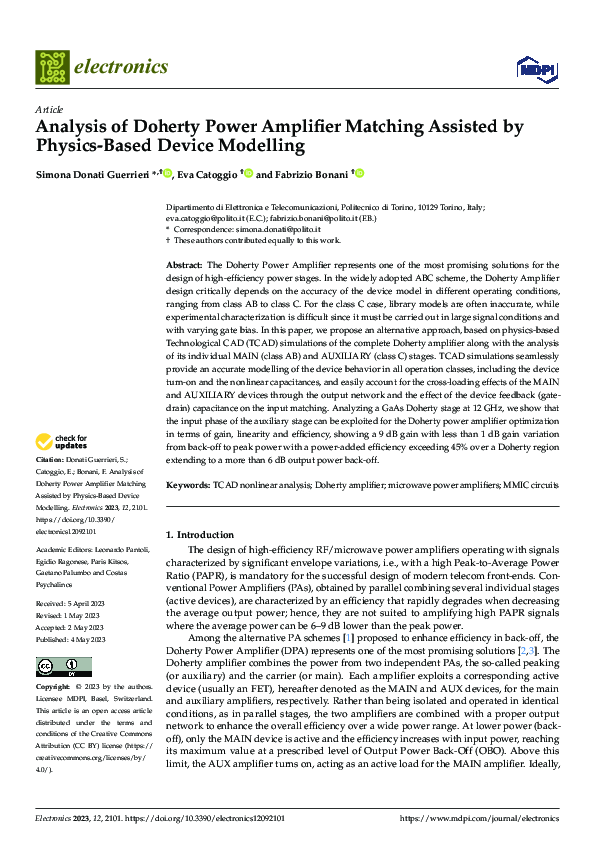 (PDF) Analysis of Doherty Power Amplifier Matching Assisted by Physics ...