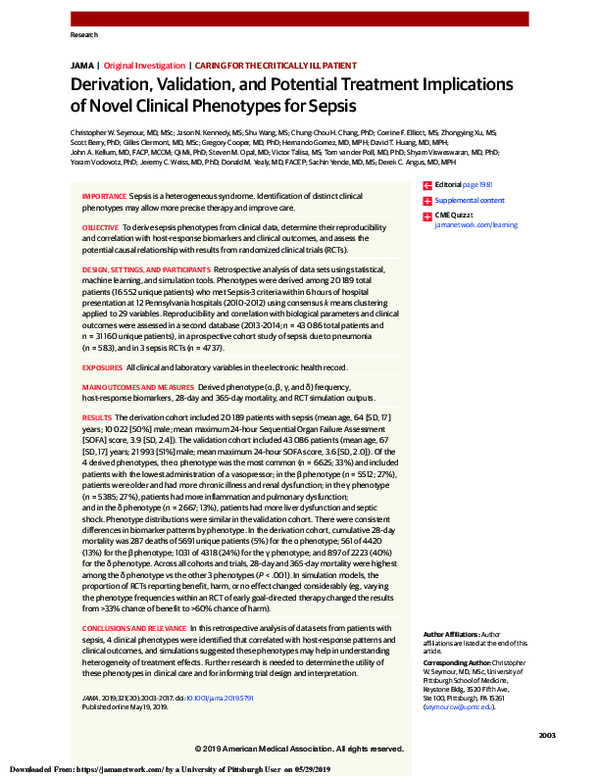 (PDF) Derivation, Validation, and Potential Treatment Implications of ...