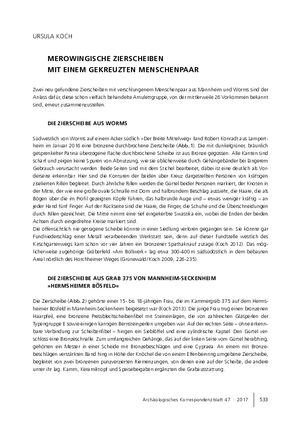 (PDF) Merowingische Zierscheiben mit einem gekreuzten Menschenpaar ...
