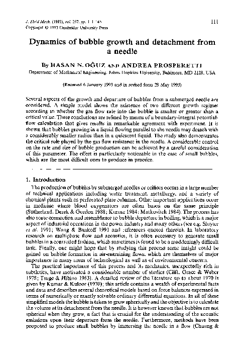 (PDF) Dynamics of bubble growth and detachment from a needle
