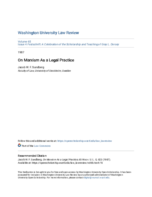 (PDF) On Marxism As a Legal Practice On Marxism As a Legal Practice