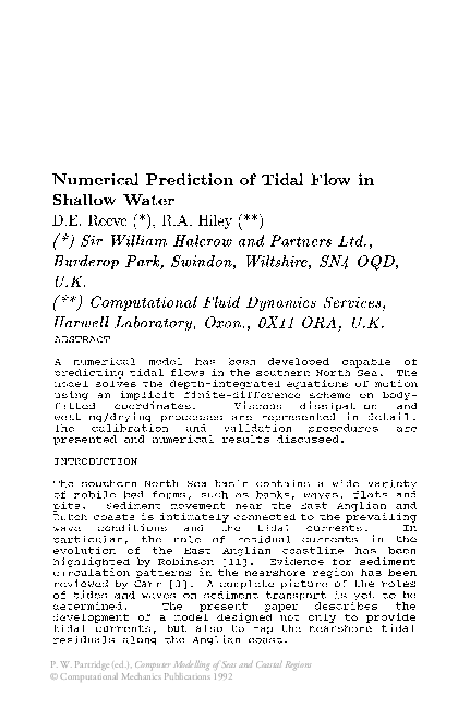 (PDF) Numerical Prediction of Tidal Flow in Shallow Water | Dominic Reeve - Academia.edu