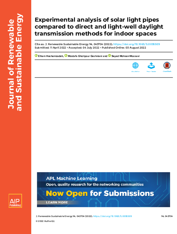 (PDF) Experimental analysis of solar light pipes compared to direct and light-well daylight ...