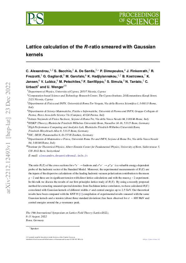 (PDF) Lattice calculation of the R-ratio smeared with Gaussian kernel