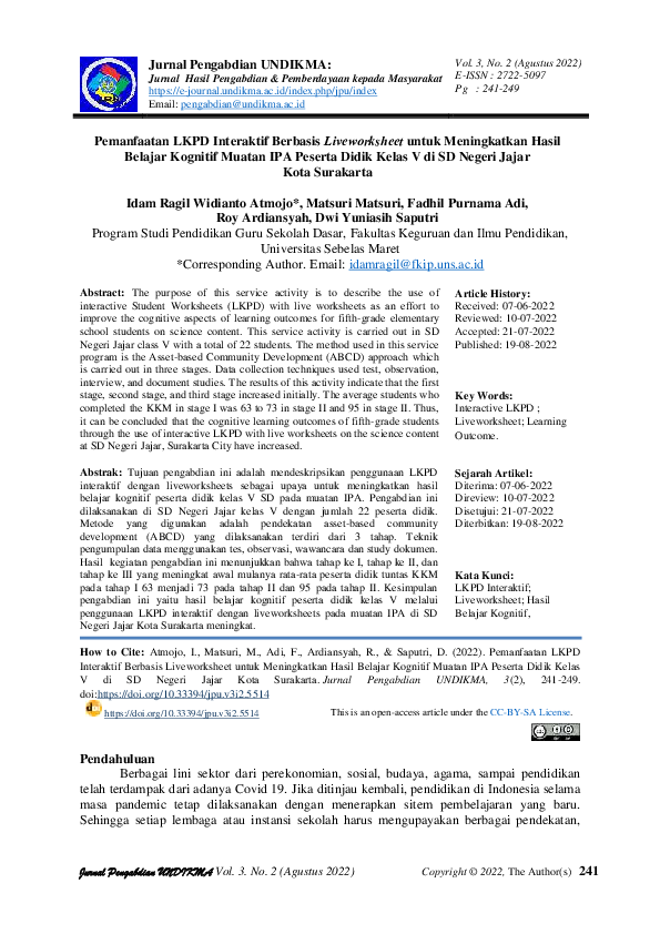 (PDF) Pemanfaatan LKPD Interaktif Berbasis Liveworksheet untuk Meningkatkan Hasil Belajar ...