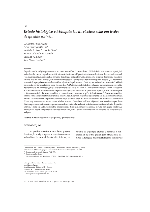 (PDF) Estudo histológico e histoquímico da elastose solar em lesões de ...