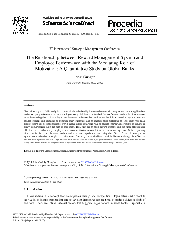 (PDF) The Relationship between Reward Management System and Employee ...