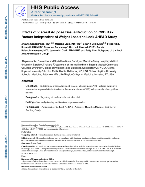 (PDF) Effects of visceral adipose tissue reduction on CVD risk factors ...