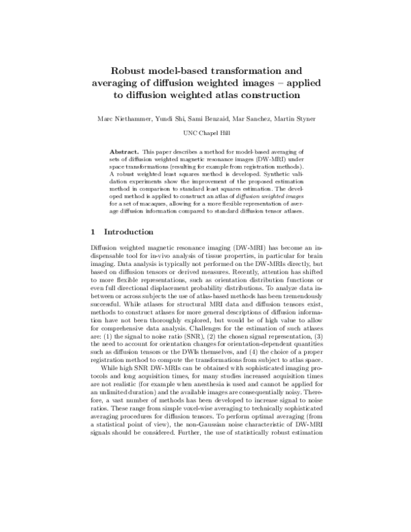 (PDF) Robust model-based transformation and averaging of diffusion weighted images–applied to ...
