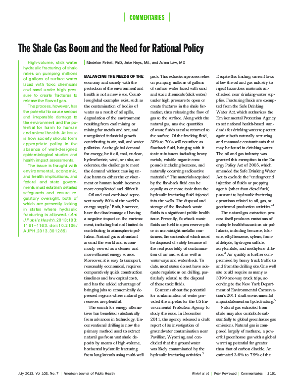 (PDF) The Shale Gas Boom and the Need for Rational Policy
