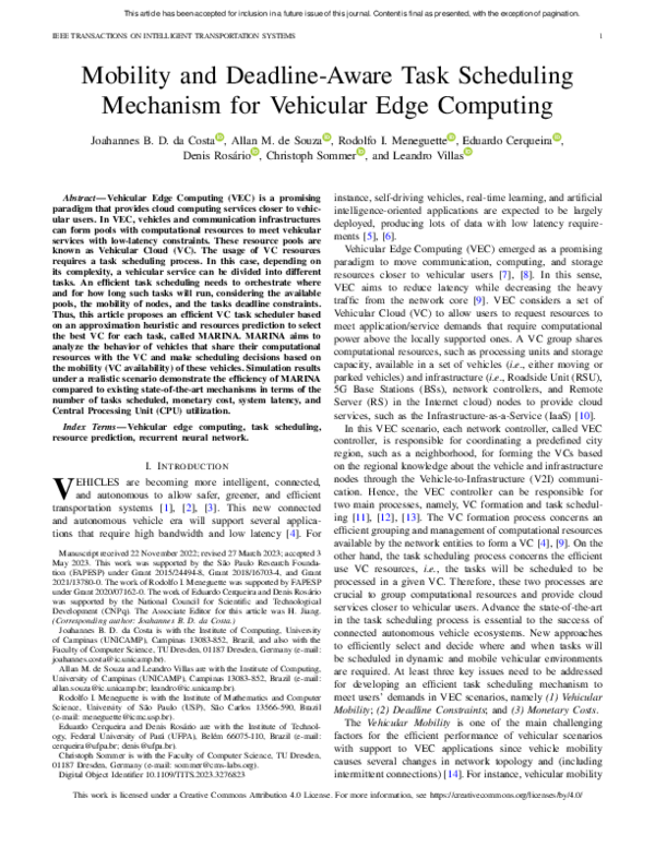 (PDF) Mobility and Deadline-Aware Task Scheduling Mechanism for Vehicular Edge Computing