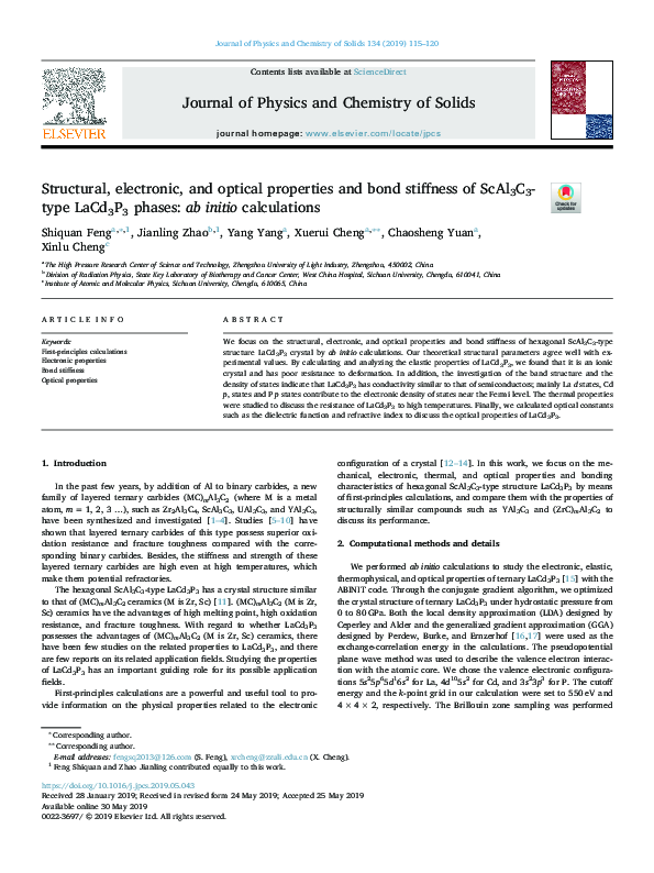 (PDF) Structural, electronic, and optical properties of orthorhombic and hexagonal phases of ...
