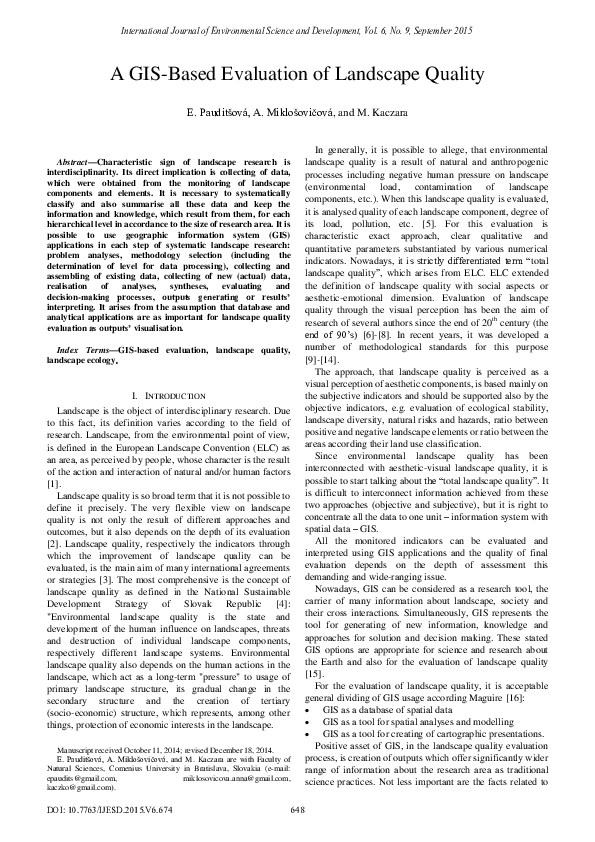 (PDF) A GIS-Based Evaluation of Landscape Quality