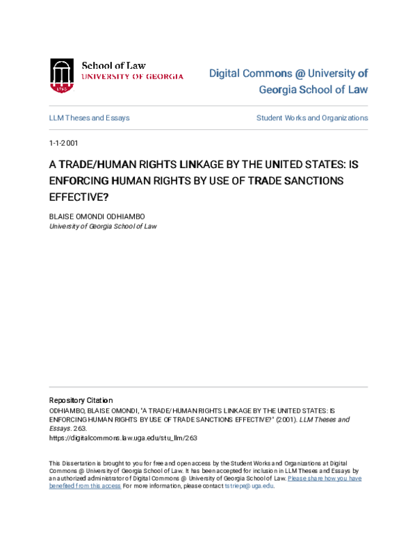 (PDF) A Trade/Human Rights Linkage by the United States: Is Enforcing ...