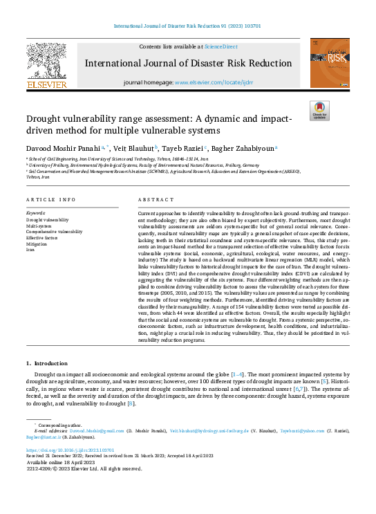(PDF) Drought vulnerability range assessment: A dynamic and impact-driven method for multiple ...