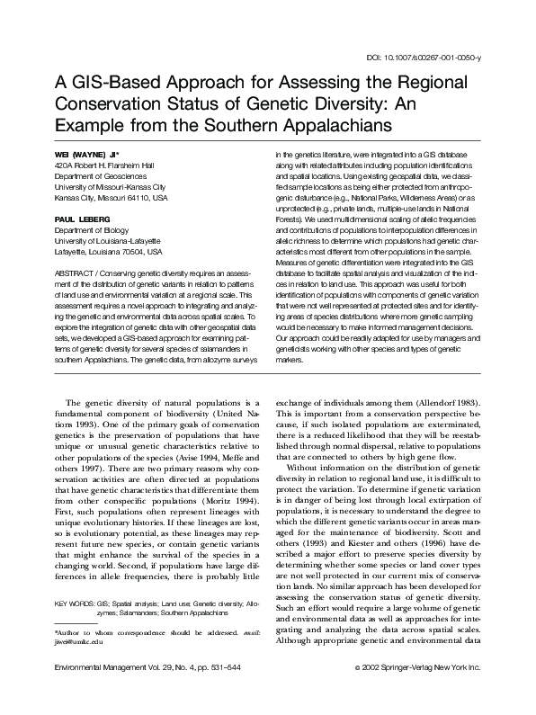 (PDF) A GIS-Based Approach for Assessing the Regional Conservation ...