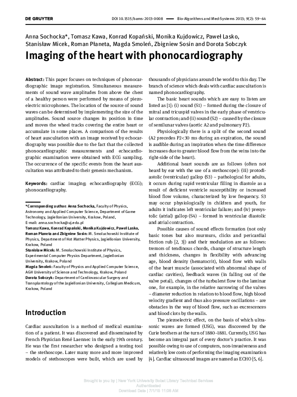 (PDF) Imaging of the heart with phonocardiography