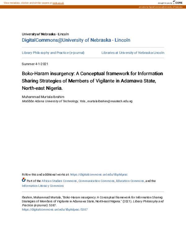 (PDF) Boko-Haram insurgency: A Conceptual framework for Information Sharing Strategies of ...