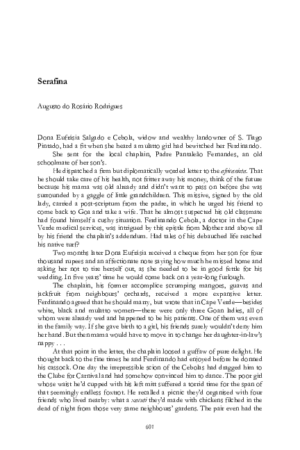 (PDF) 'Serafina' by Augusto do Rosário Rodrigues