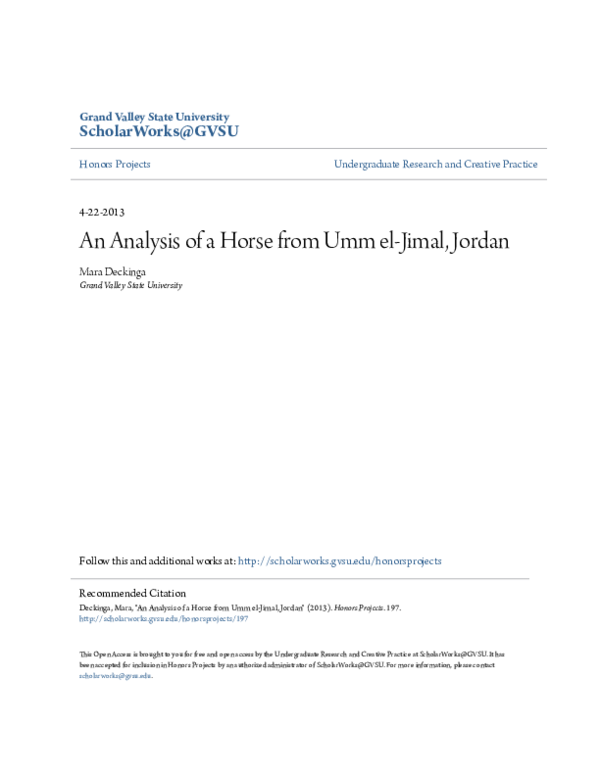 (PDF) An Analysis of a Horse from Umm el-Jimal, Jordan