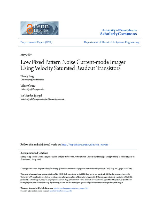 (PDF) Low Fixed Pattern Noise Current-mode Imager Using Velocity ...