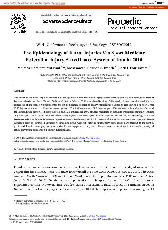 (PDF) The Epidemiology of Futsal Injuries Via Sport Medicine Federation ...