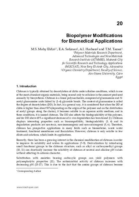 (PDF) Biopolymer Modifications for Biomedical Applications