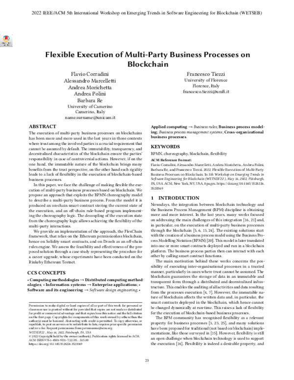 (PDF) Flexible execution of multi-party business processes on blockchain