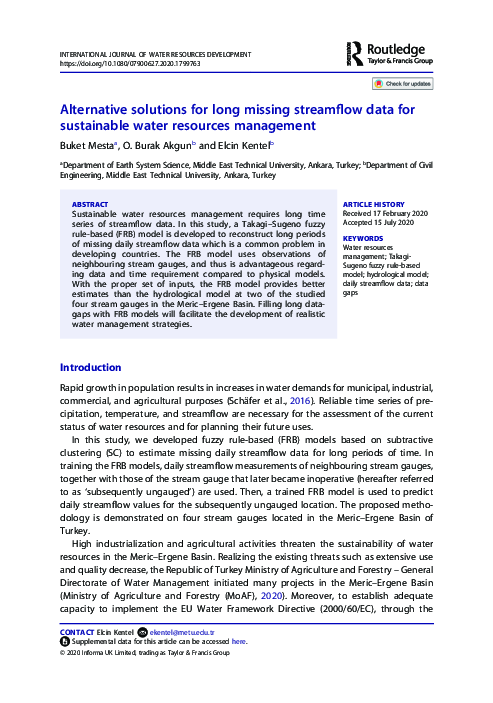 (PDF) Alternative solutions for long missing streamflow data for ...
