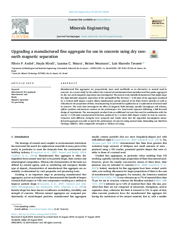 (PDF) Upgrading a manufactured fine aggregate for use in concrete using ...