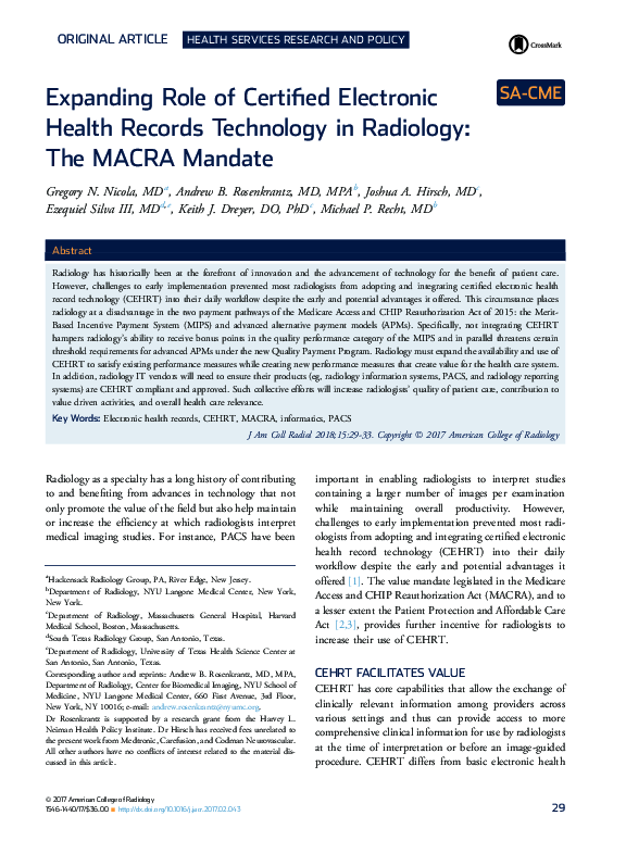 (PDF) Expanding Role of Certified Electronic Health Records Technology ...