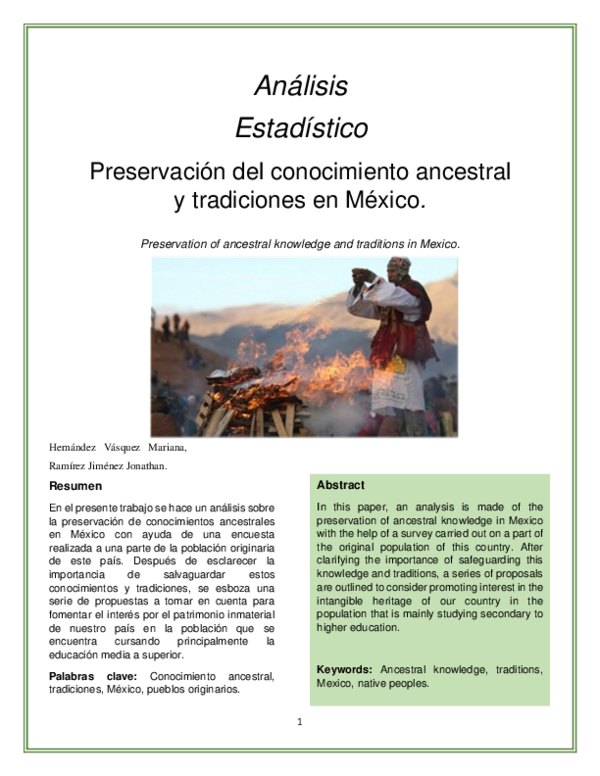 (PDF) Preservacion conocimiento ancestral y tradiciones