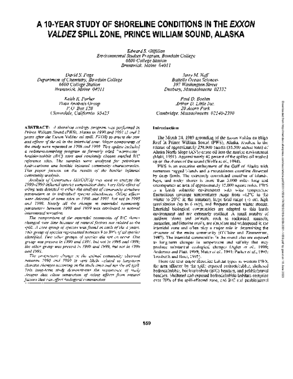 (PDF) A 10-Year Study of Shoreline Conditions in the Exxon Valdez Spill ...