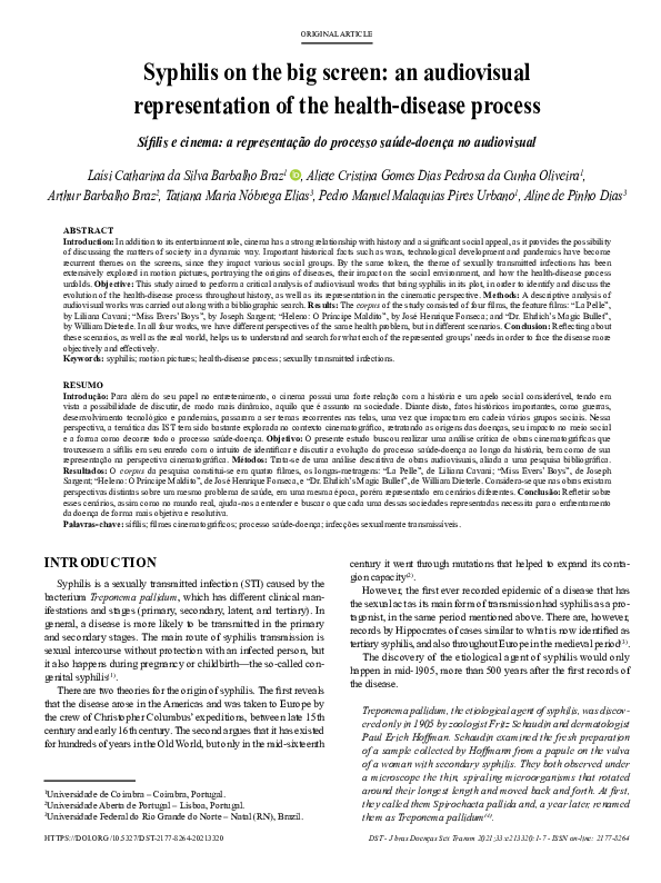 (PDF) Syphilis on the big screen: an audiovisual representation of the health-disease process