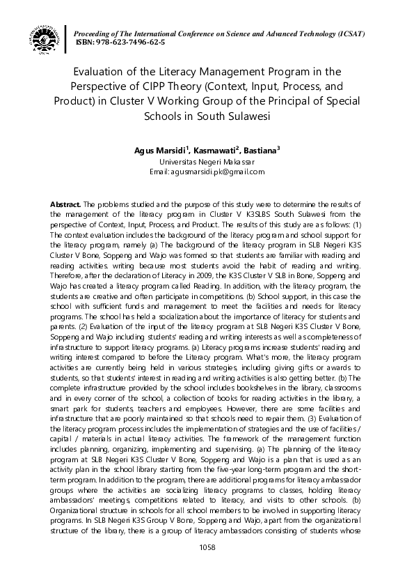 (PDF) Evaluation of the Literacy Management Program in the Perspective ...