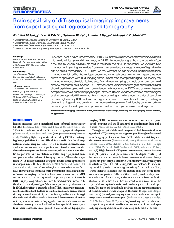 (PDF) Brain specificity of diffuse optical imaging: improvements from ...