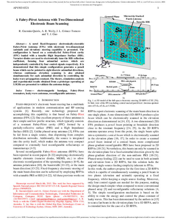 (PDF) Electronically-Steerable Fabry-Pérot Antenna