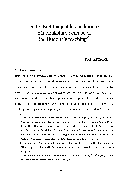 (PDF) Is the Buddha just like a demon? Santaraksita's defense of the ...