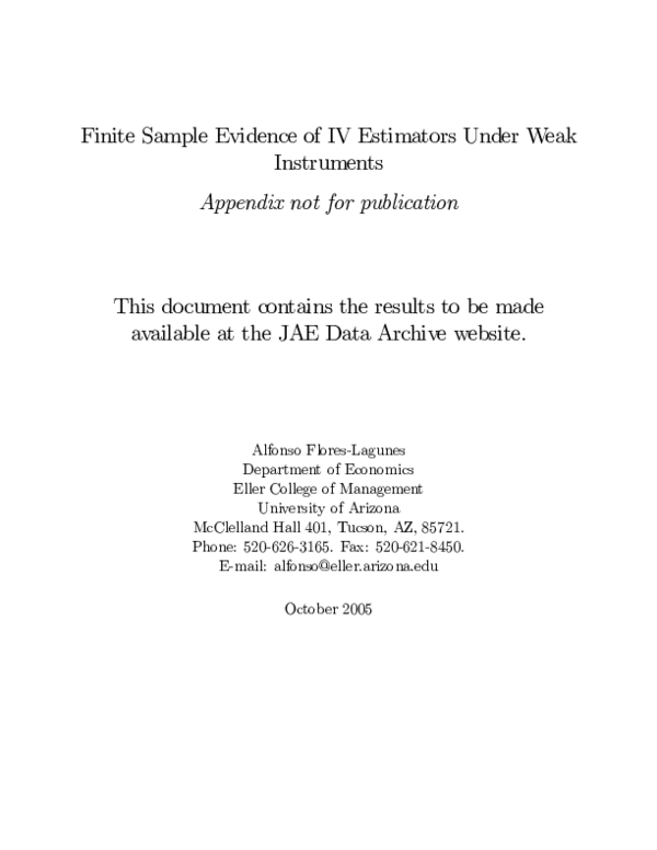 (PDF) Finite sample evidence of IV estimators under weak instruments ...