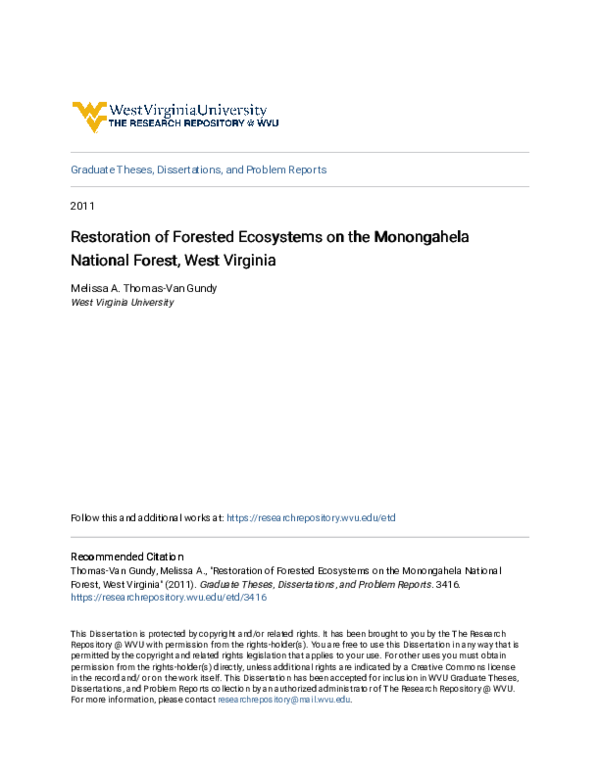(PDF) Restoration of Forested Ecosystems on the Monongahela National ...