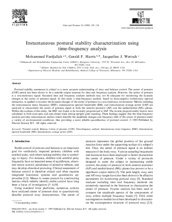 (PDF) Instantaneous postural stability characterization using time-frequency analysis